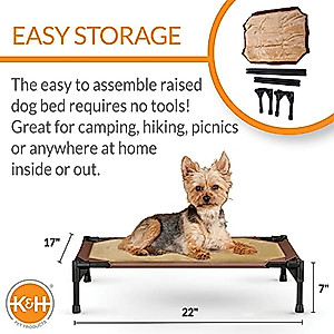 K&H PET PRODUCTS Comfy Pet Cot Elevated Pet Bed Cot - Chocolate/Tan, Small 17 X 22 X 7 Inches