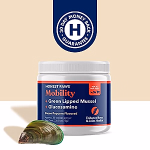 Honest Paws Mobility Hip and Joint Supplement for Dogs - Enhance Bone Health Lubricate Joints - Green Lipped Mussel, Glucosamine, Fish Oil, Chondroitin Sulfate, MSM, Vitamin C with Natural Flavors