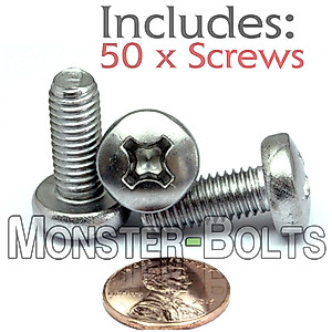 MonsterBolts - M8 x 20mm Phillips Pan Head, DIN 7985A, Stainless Steel, 50 Pack