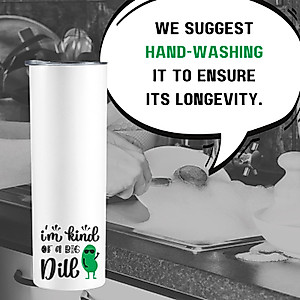 Onebttl Funny Pickle Gifts for Pickle Lovers, I AM KIND OF A BIG DILL, 20 oz Skinny Travel Tumbler with Lid and Straw, Best Gifts for Women/Men on Christmas/Birthday, Gift Box Included