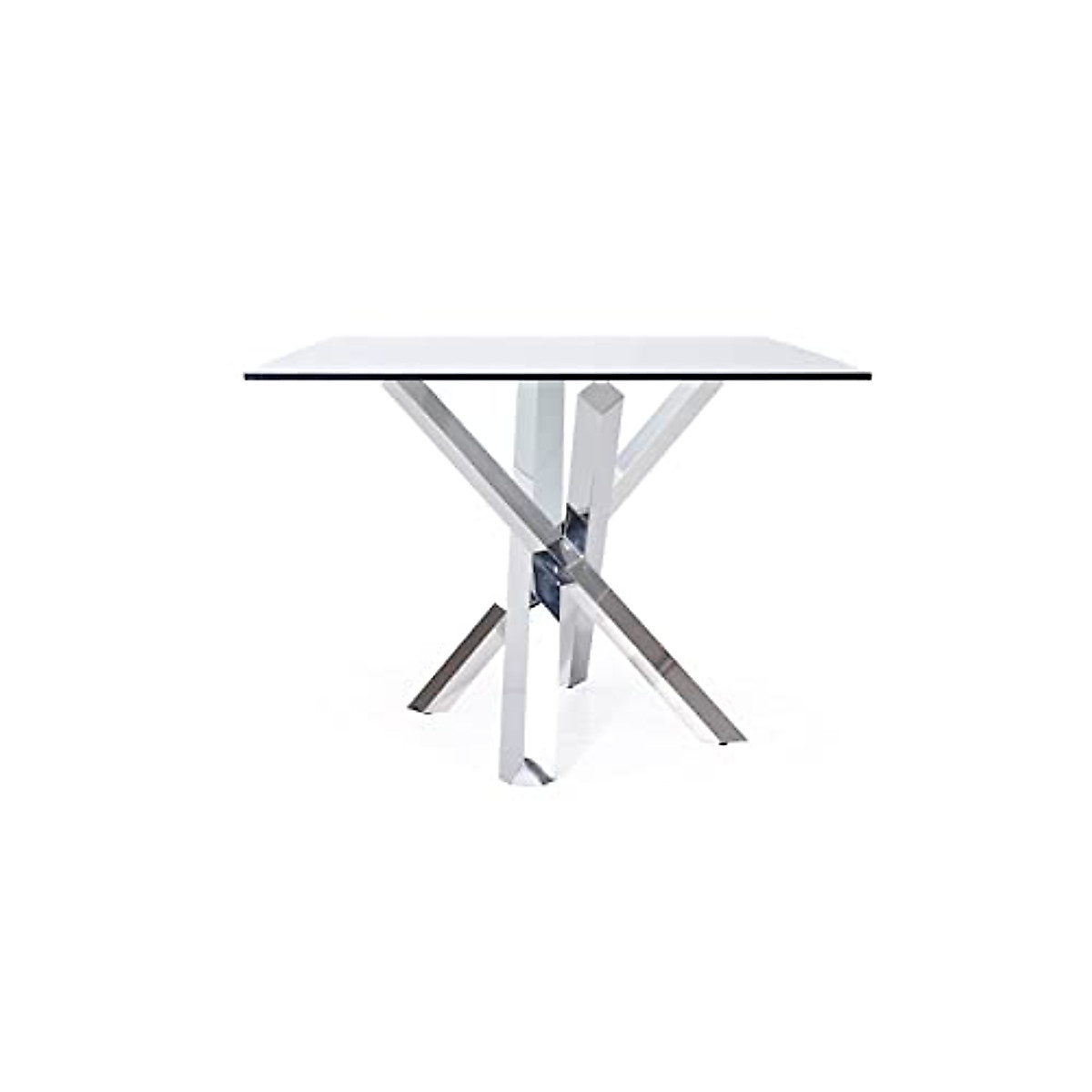 Modern Cortez 79" Clear Glass Dining Table with Polished Stainless Steel Base