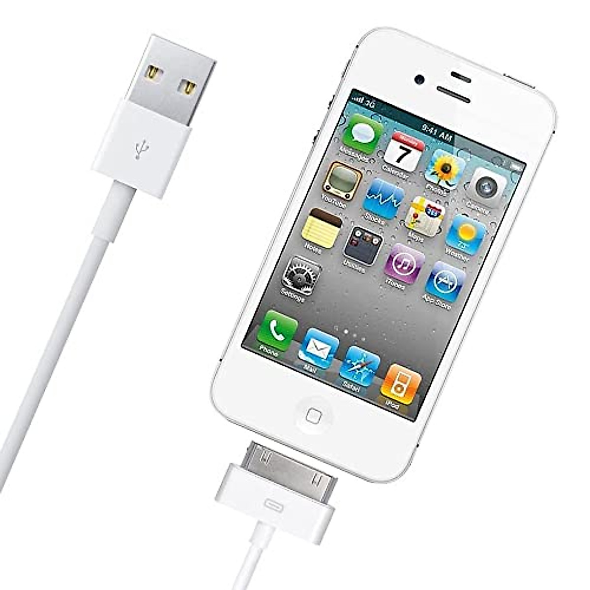 T-H-SEE iPad Cable, 6ft White 30 Pin to USB Cable High Speed Sync Charging Cord Cables for iPhone 4/4s, iPhone 3G/3GS, iPad 1/2/4, iPod