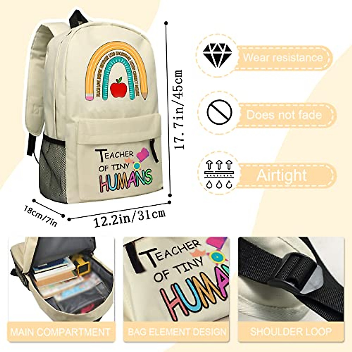 Muvtioc Teacher Backpack, Laptop Backpack for Women,Work Bag, Cute Teacher Backpacks for Teacher