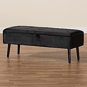 Baxton Studio Caine Benches & Banquettes, Black/Dark Brown