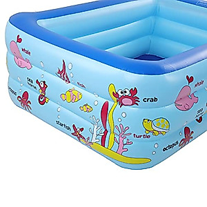 Rectangular Inflatable Pool PVC Inflatable Lounge Above Ground Family Swim Center for Summer Outdoor Backyard, Garden