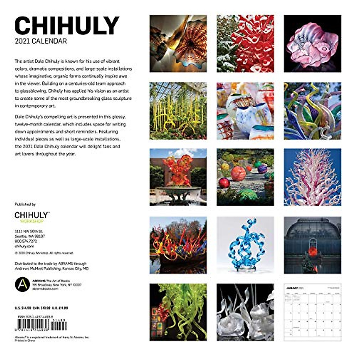 Chihuly 2021 Wall Calendar