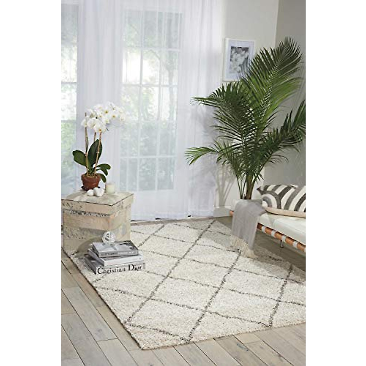 Nourison Brisbane Shag Cream 8'2' x 10' Area-Rug, Easy-Cleaning, Non Shedding, Bed Room, Living Room, Dining Room, Kitchen (8x10)