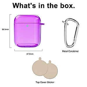 Svanove for Airpods Case Clear (1st/2nd), Transparent Cute Airpods 2nd Gerneration Case Silicone Cover Accessories, Soft TPU Rubber Airpods 1st Case for Women Girl, Neon Purple
