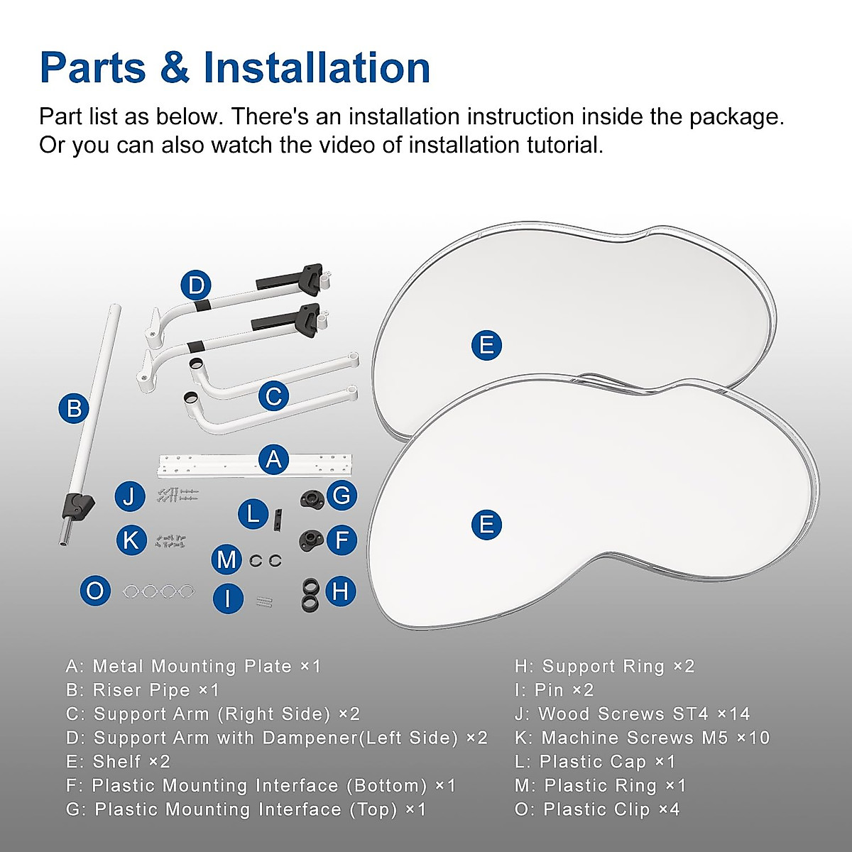 VADANIA Left Swing Pull Out Organizer for 36" Blind Corner Kitchen Cabinet, 2 Tiers Swing Tray, Soft Close, Left Handed Open
