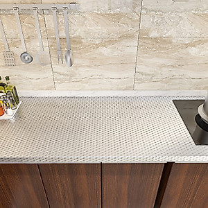 CRE8TIVE Silver Stainless Steel Contact Paper 24"x118" Wide Peel and Stick Wallpaper Oil Proof Waterproof Heat Resistant Vinyl Film for Kitchen Countertop Cabinet Backsplash Aluminum Foil Sheet