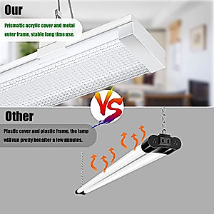 FAITHSAIL 4FT LED Shop Light, 40W LED Utility Light with Plug, 4000 LM, 4000K, 48 Inch LED Garage Light with Hanging Chain for Garage, Basement, Workshop, Hanging or Flush Mount, Non-Linkable, 1 Pack