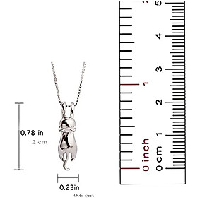 S.Leaf S925 Sterling Silver Cat Necklace Polish Mirror Silver Cat Pendant Collarbone Necklace