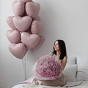 Pink White Heart Balloons,10Pcs Cream Baby Pink Foil Heart Shaped Balloons,18Inch Sand White Pink Helium Mylar Balloons for Valentines,Engagement,Birthday,Baby Shower,Wedding Party Decorations