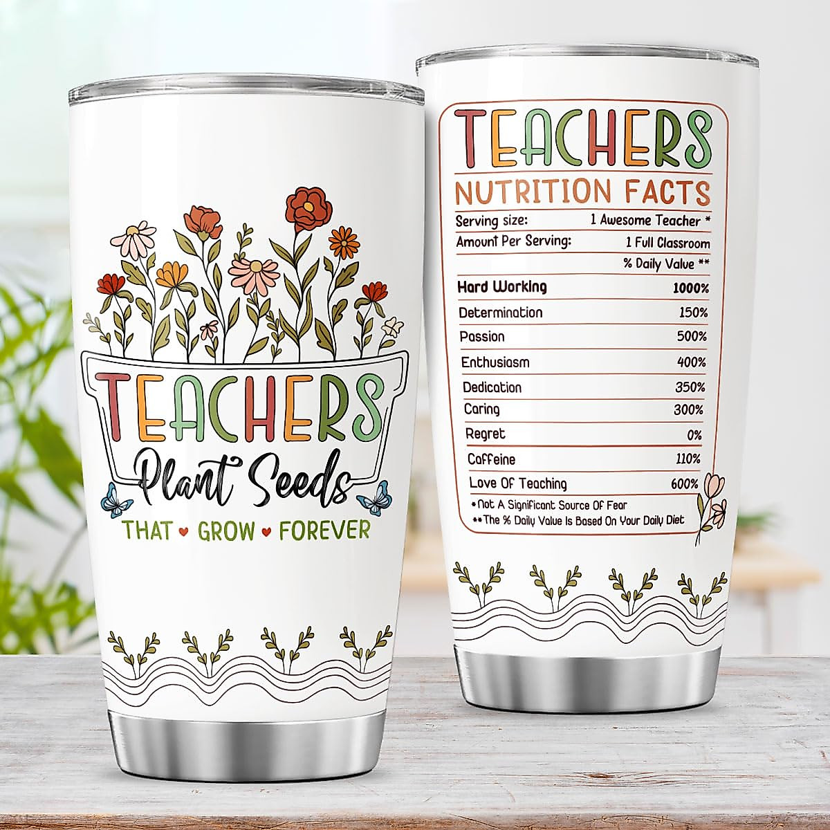 HUBUPU Teacher Gifts, Teacher Plant Seeds, Tumblers For Women Teachers Gift Steel Pack Music Appreciation Stainless Cups Coffee, Tumbler 20 Oz With Lid And Straw