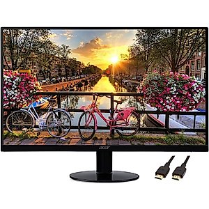 acer New Premium SB270BB 27" FHD IPS Ultra-Thin Zero Frame LED Monitor: AMD Radeon FREESYNC Tech, 1ms VRB, 75Hz Refresh Rate, 16.7M Color, Aspect Ratio 16:9, VGA, HDMI, TF-VGA/HDMI Cable