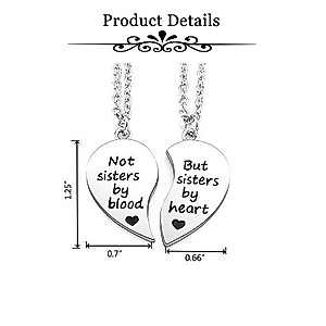 Top Plaza 2 Pcs Best Friends Friendship Bff Sister Gifts Necklaces Set Puzzle Matching Heart Alloy Pendant Necklaces - Not sisters by blood/But sister by heart