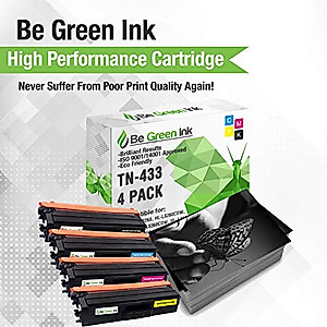Be Green Ink Compatible Toner Cartridges for Brother HL-L8260, HL-L8260CDW, HL-L8360, MFC-L8610, MFC-L8610CDW, MFC-L8900, MFC-L8900CDW – TN433 TN-433 Toner TN-433BK, TN-433C, TN-433M, TN-433Y (4 Pack)
