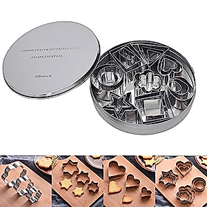 DflowerK 24 Mini Cookie Cutters Shapes Set Biscuit Cutters Stainless Steel Metal Baking Molds for Pastry Dough Donut Fruit Fondant Clay