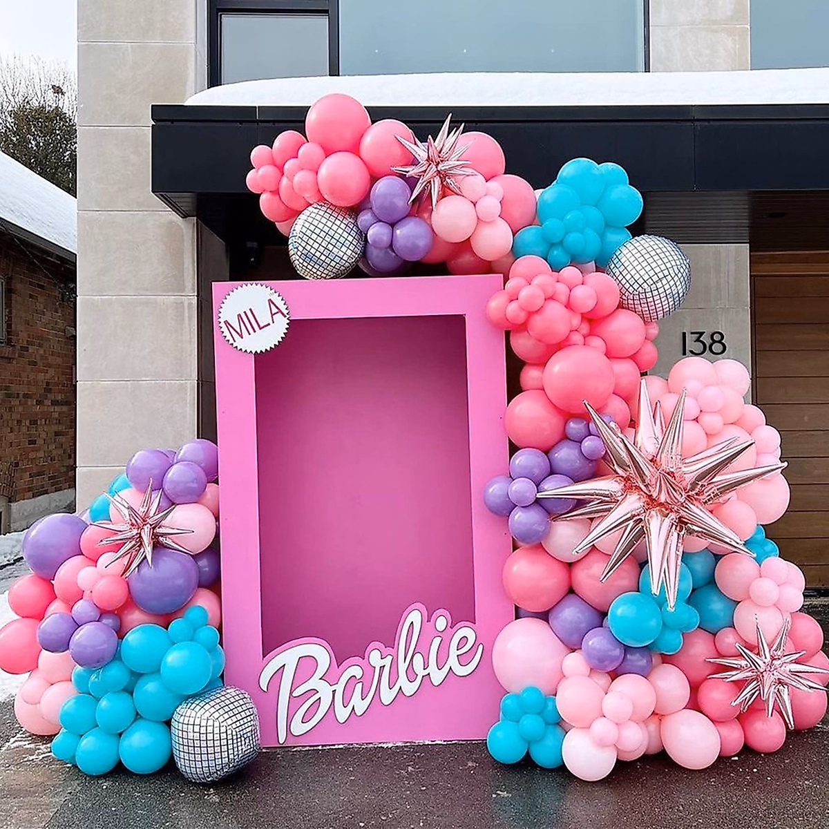 Encanto Balloon Garland Arch Kit, Magic House Mirabel Theme With Hot Pink Purple Balloons For Moana Birthday Girl's Baby Shower Bridal Shower Wedding Valentine Party Decorations