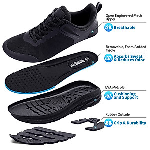 Grand Attack Road Running Shoes for Men with Superior Cushioned Comfort Lightweight Mens Walking Shoes Non-Slip Breathable Athletic Tennis Cross-Training Shoes Rugby Sneakers Black Size 8