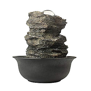 BBabe Spinning Orb Rock Cascading Tabletop Fountain, Zen Meditation Indoor Waterfall Feature with LED Light for Home Office Bedroom Relaxation