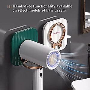 CARURLIFF Foldable Hair Dryer Rack Wall Mounted Blower Storage Holder Blow Dryer Wall Hanger for Bathroom (White)