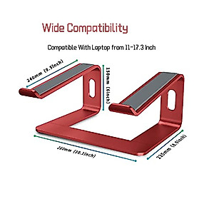 Laptop Stand for Desk Aluminum Computer Stand for Laptop Riser Holder Notebook Stand Compatible with MacBook Air Pro, Dell, HP, Lenovo Samsung, Alienware All Laptops 11-17.3” (Red)