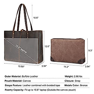 S-ZONE Women Genuine Leather Tote Bag Shoulder Handbag Version 1 Bundle with Version 2 Crossbody Purse