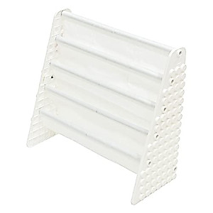 UNiPLAY Kids 4-Tier Book Storage Organizer with Sling Book Pockets, Plastic Sling Rack Bookshelf for Playroom, Fits Blocks, White