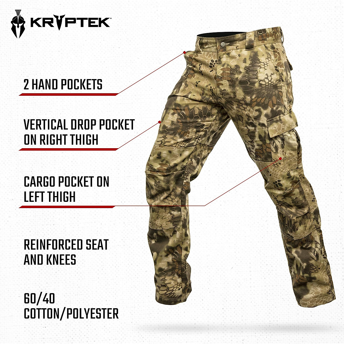 Kryptek Men's Standard Stalker Pant, Highlander, Large