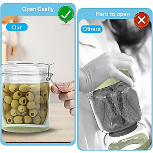 Glass Pickle Jar with Strainer, 25oz Pickle Container with Pickle Holder Keeper Lifter, Pickle Storage Flip Jar for Olives, Gherkins, Sliced Pickles