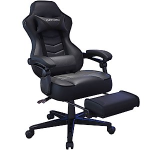 ELECWISH Gaming Chair, Reclining Computer Chair with Footrest and Lumbar Support, High Back Ergonomic Gamer Chair for Adults, Gaming Desk Chair with Headrest PU Leather