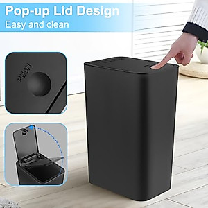 Anzoymx Bathroom Trash Cans with Lids Kitchen Garbage Can with Pop Up Lid,Small Narrow Waste Basket Dog Proof for Bathroom Kitchen Bedroom Living Room and Office (1 Pack-Grey)