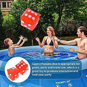 11.8" Jumbo Inflatable Dice, 2pack Outdoor Fun Giant Inflatable Dice Set and 12mm 10pcs Dice for Indoor and Outdoor Broad Game, Ludo and Pool Party (Red)