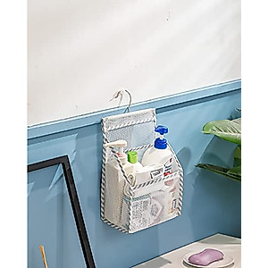 Jelier Hanging Mesh Shower Caddy,Bath Storage Basket Organizer for Camping,Cruising,Gym,College,RV (White Multi)
