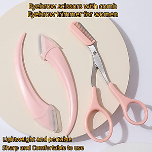 Eyebrow Trimmer Set 6PCS Eyebrow Scissors with Comb Stainless Steel Eyebrow Razor Eyebrow Eyelash Hair Removal Accessories for Women Men