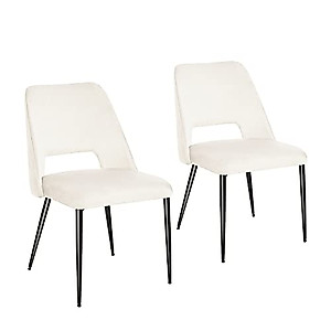 Comfy to go Dining Chairs Set of 2, Cream Velvet Dining Chairs, Mid Century Modern Dining Chairs, Upholstered Chairs for Dining Room, Kitchen - 18.5" D x 18.5" W x 32.5" H (Cream)