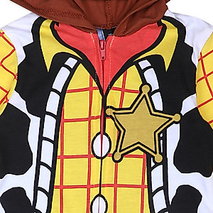 Disney Toy Story Boy's Woody Hooded Coverall Creeper, 100% Cotton, Yellow, Size 24M