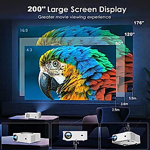 Mcwell Mini Projector with WiFi Bluetooth,Full HD 1080p Projector 4K Multimedia Portable Outdoor Home Cinema Theater Video Projectors for Movie Game