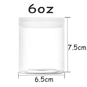15 Pack 6oz Clear Plastic Jars Wide-mouth Storage Containers,Refillable Empty Containers for Dry Food,Dried Fruit,Seasoning and Honey Storage