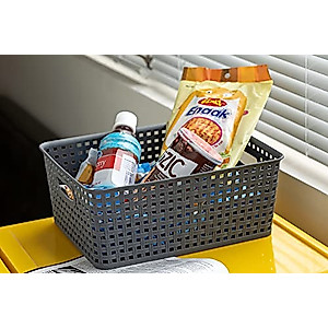 Eslite Plastic Storage Baskets for Organizing,11.42"X9"X4.7",Pack of 4 (Grey)
