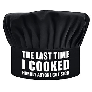 Funny Cotton Chef Hat The Last Time I Cooked, Black Adjustable Kitchen Cooking Hat for Men, Women, Mom, Dad, Friend, Chef Cooking, Baking Cap