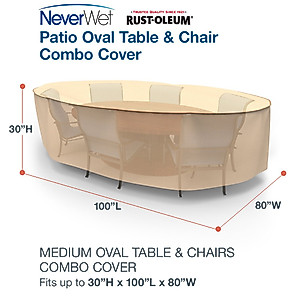 Budge NeverWet Savanna Patio Oval Table and Chairs Combo Cover, Tan, Medium