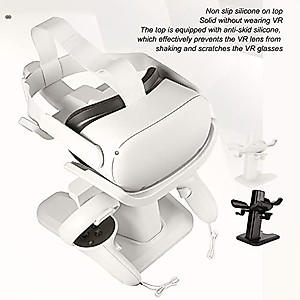 VR Stand, Multifunction VR Headset Stand for Quest 2, VR Headset and Touch Controllers Display Holder, with Anti Slip Base (Black)