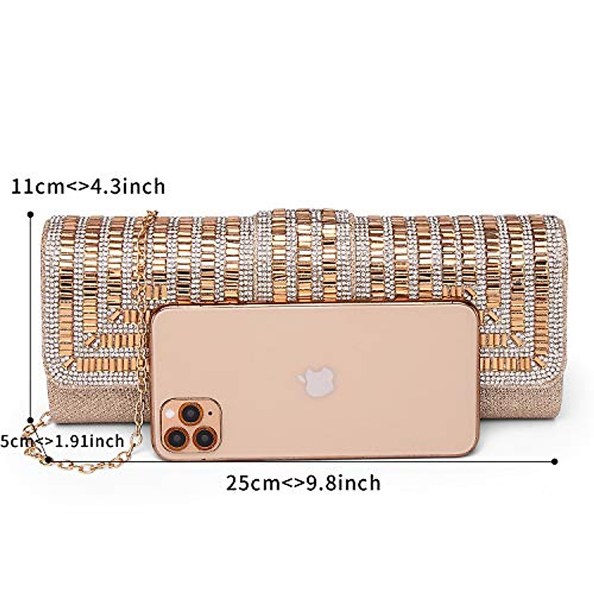 Labair Evening Bag and Clutches for Women Sparkle Clutch Purse with Rhinestones Wedding Party Handbag. (Gold)