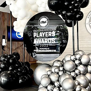 YAOWKY Black and Silver Balloons Garland Arch Kit,124pcs 18 12 10 5 Inch Black White and Silver Confetti Latex Balloons for Happy New Years Eve Party, Graduation, Wedding, Birthday Party Decorations