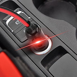 SinLoon Cigarette Lighter SAE Battery Charger Cable,12V 15A Cigarette Lighter Plug to Waterproof SAE Quick Release Adapter Extension Charging Cable with Fuse and LED Light(10FT,3 Meter)