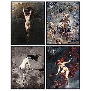 Witch Decor - Wiccan Decor - Witch Coven - Wicca Decor - Pagan Gifts - Witchcraft - Black Magic - Gothic Wall Art - Goth Room Decor - Creepy Scary Vintage Picture Photo - Medieval Decor