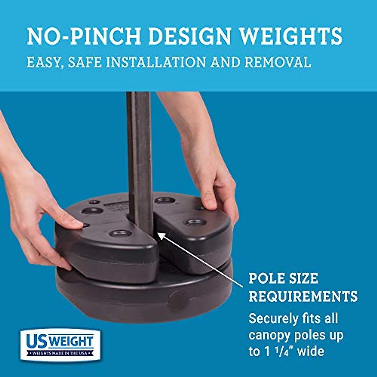 US Weight Tailgater Canopy Weights with No-Pinch Design for Easy, Safe Installation, and Removal to Secure Tents, Canopies, and Umbrellas at Outdoor Events