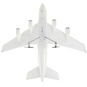 PLRB TOYS RC Plane Remote Control Airplane RC Plane,2.4Ghz DIY 2 Channels Radio Control Airplane Built in 6-Axis Gyro, A380 RC Aircraft EPP Foam Glider for Beginner (Two Batteries)
